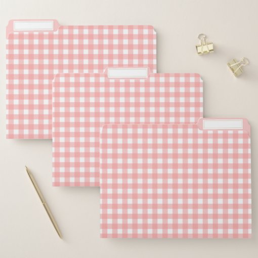 Blush Pink Gingham Check Pattern File Folder | Zazzle
