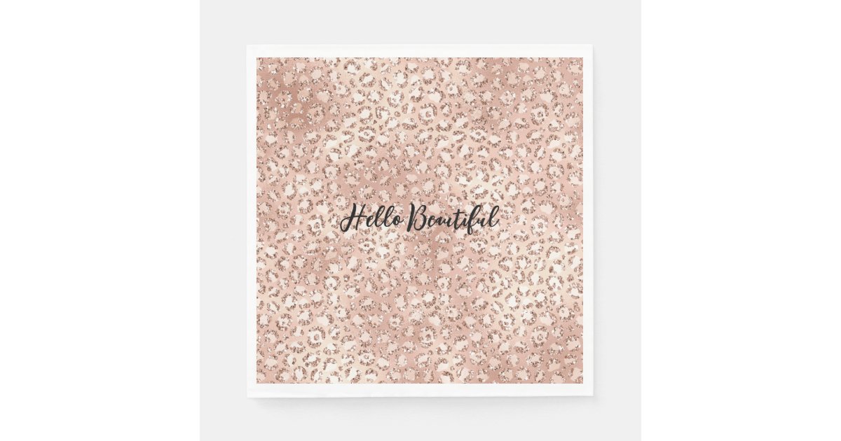 Blush Pink Glam Glitter Leopard Print Napkins | Zazzle
