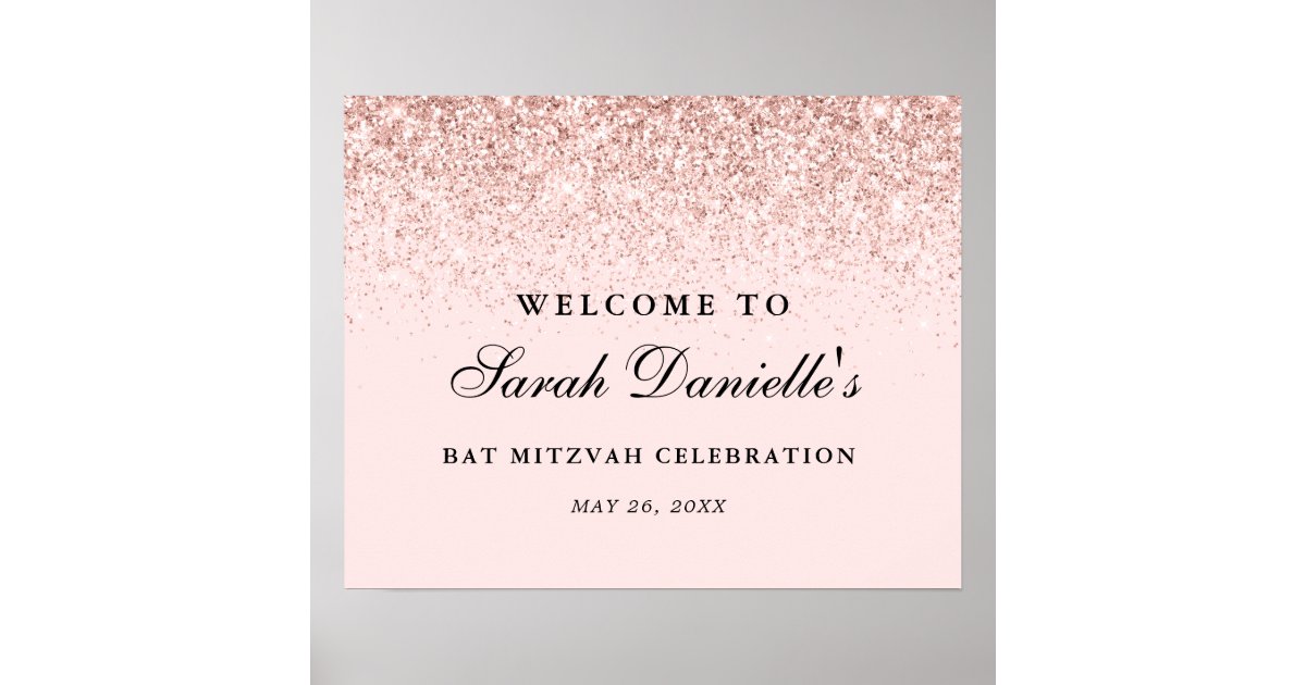 Blush Pink Glitter Confetti Personalized Welcome P Poster | Zazzle