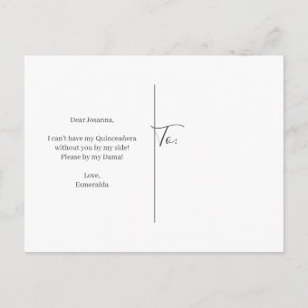 Blush Pink Glitter Quinceanera Dama Proposal Invitation Postcard | Zazzle