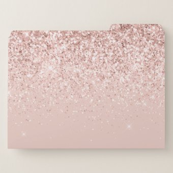 Blush Pink Glitter Your Logo Office File Folders | Zazzle