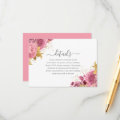 Blush Pink & Gold Floral Wedding Details Enclosure Card | Zazzle