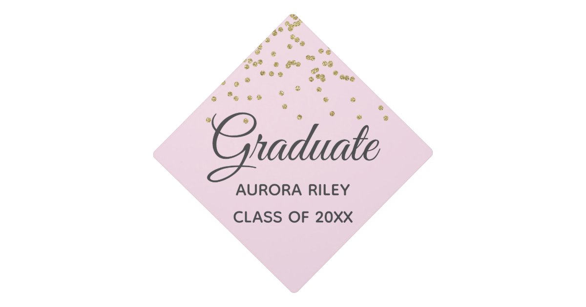 Blush Pink Gold Glitter Sparkles Confetti Graduate Graduation Cap ...
