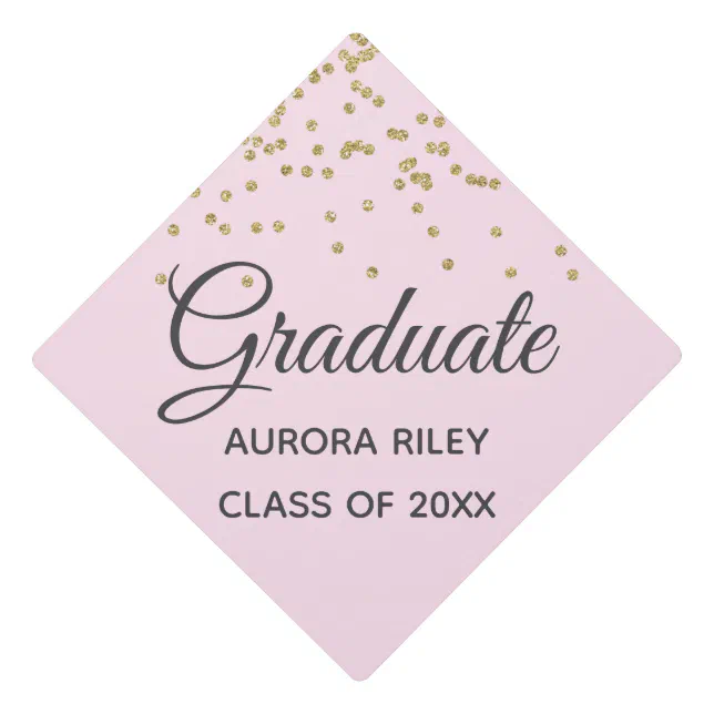 Blush Pink Gold Glitter Sparkles Confetti Graduate Graduation Cap ...
