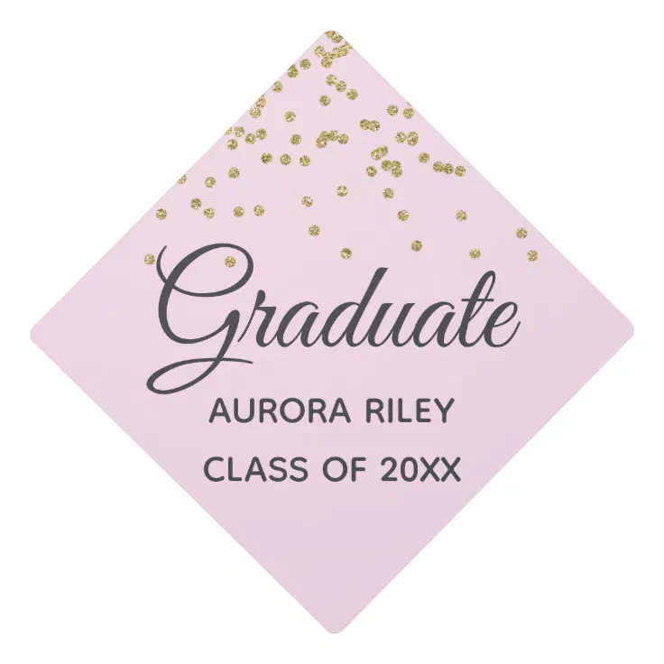 Blush Pink Gold Glitter Sparkles Confetti Graduate Graduation Cap ...