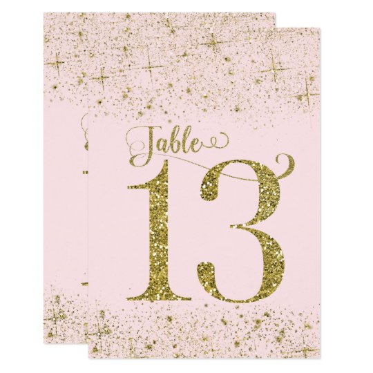 Blush Pink Gold Glitter Table Numbers Number 13 | Zazzle.com