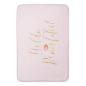 Blush Pink Gold Hello Beautiful Lips Bathroom Mat | Zazzle