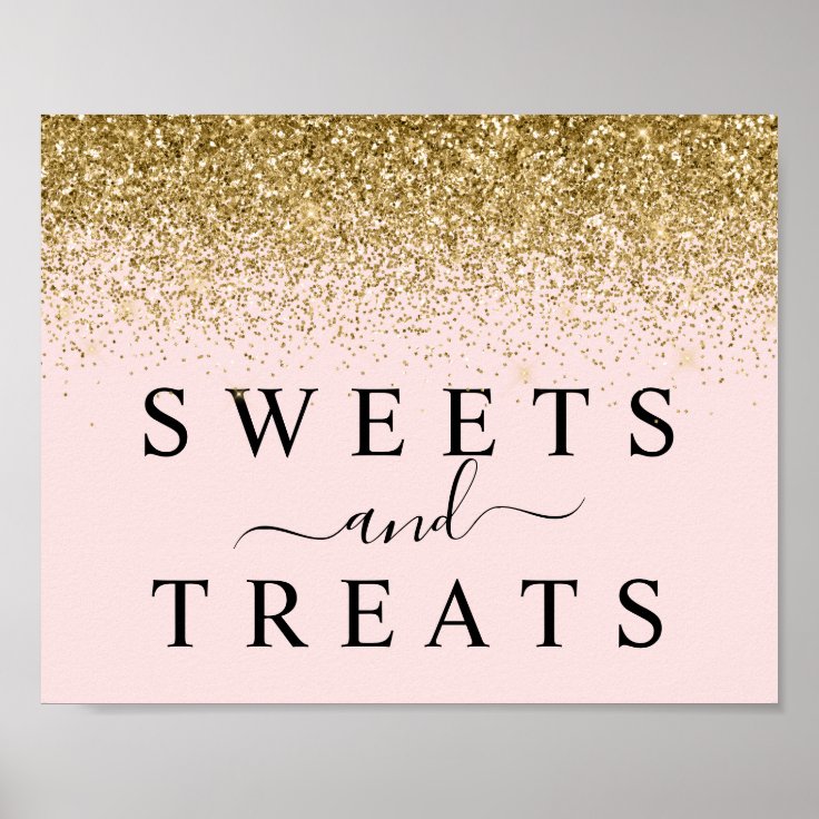 Blush Pink & Gold Sweets & Treats Dessert Sign | Zazzle