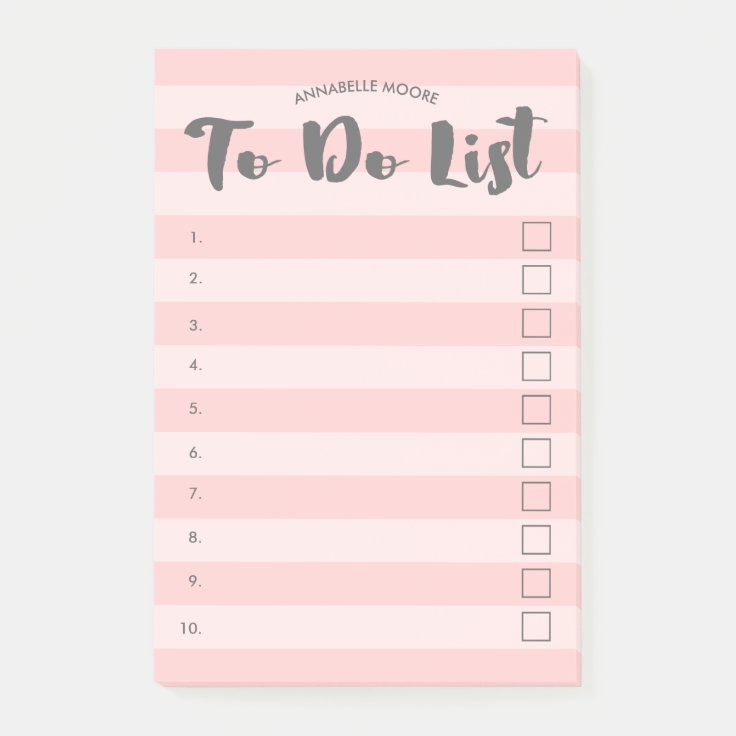 Blush Pink & Gray Checkbox To Do List Post-it Notes | Zazzle