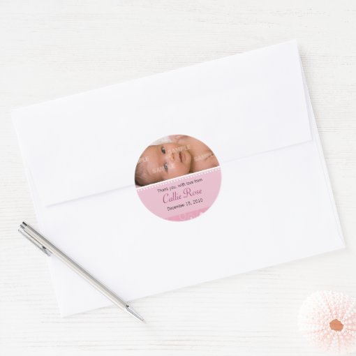Blush Pink Gumdrop Baby Message Classic Round Sticker | Zazzle