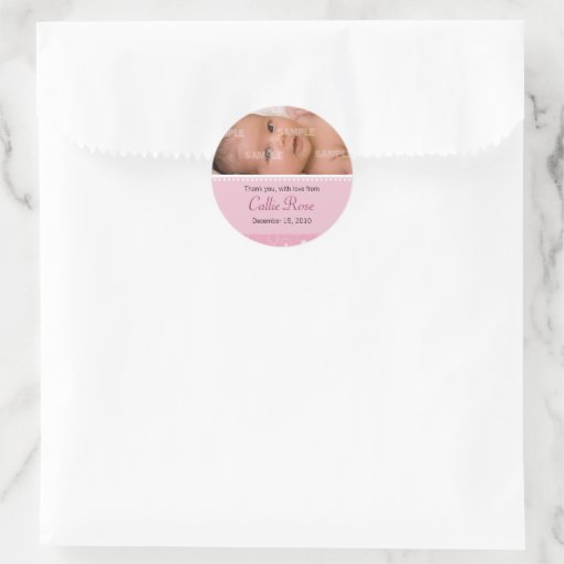 Blush Pink Gumdrop Baby Message Classic Round Sticker | Zazzle