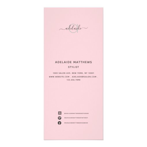 Blush Pink Hair Salon Makeup Artist Service Menu | Zazzle