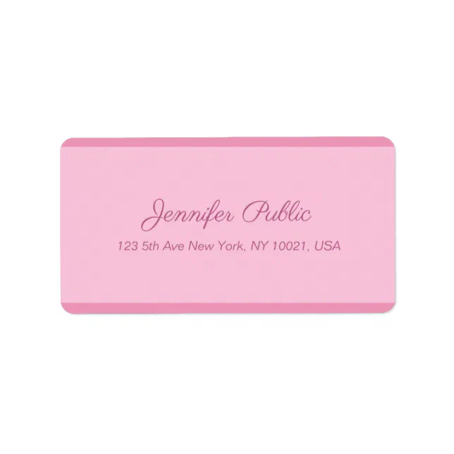 Blush Pink Handwritten Script Text Elegant Address Label | Zazzle