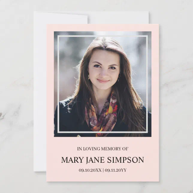 Blush PInk In loving memory Funeral Photo | Zazzle