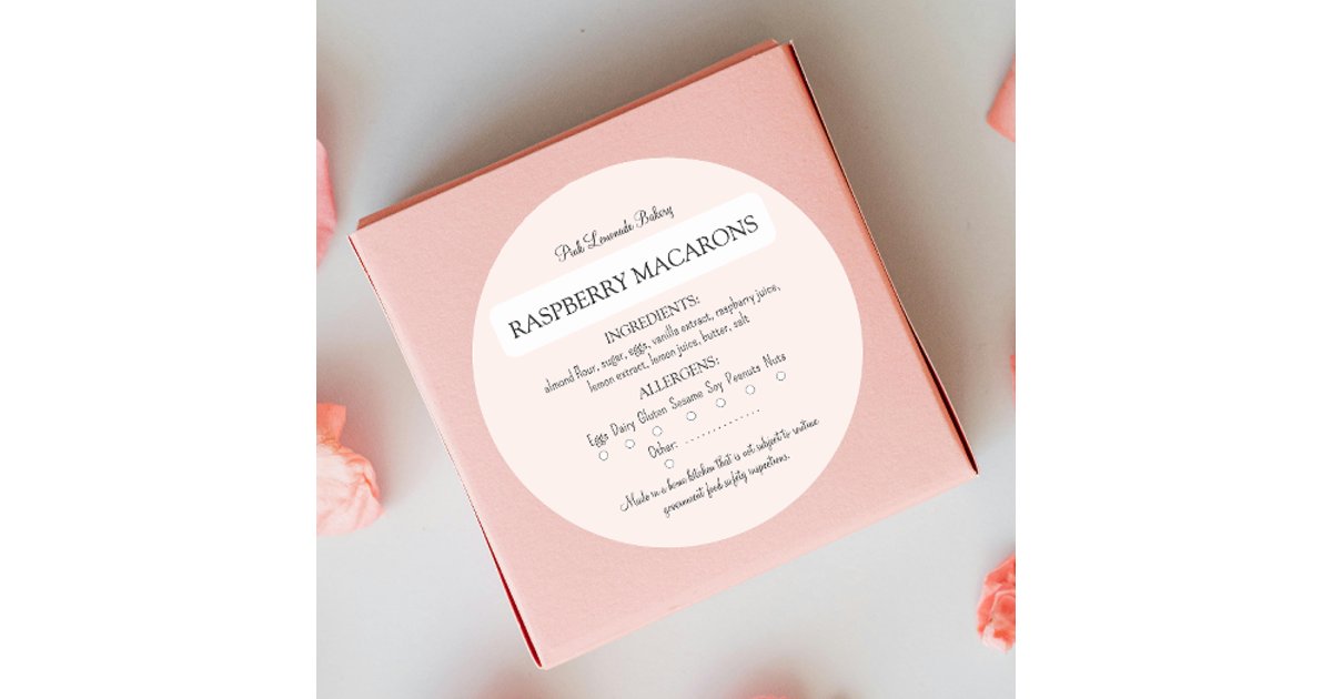 Blush Pink Ingredient and Allergen Food Label | Zazzle