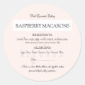 Blush Pink Ingredient and Allergen Food Label | Zazzle