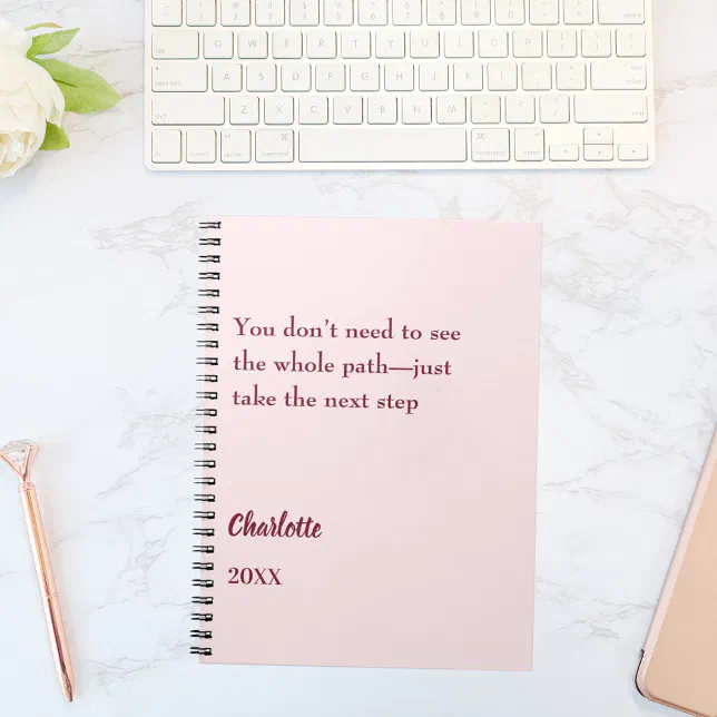 Blush pink inspirational goal quote notebook | Zazzle