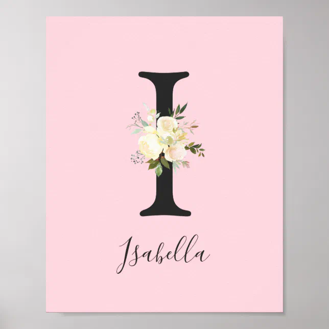 Blush Pink Letter 'I' Nursery Name Wall Art | Zazzle