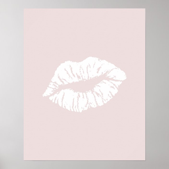 Blush Pink Lips Kiss Minimal Girl Art Poster | Zazzle.com
