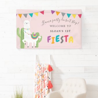 Blush Pink Llama Fun Cactus Birthday Party Welcome Banner | Zazzle