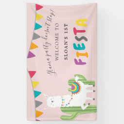 Blush Pink Llama Fun Cactus Birthday Party Welcome Banner | Zazzle