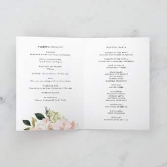 Blush Pink Magnolias & Hydrangeas Wedding Booklet Program | Zazzle
