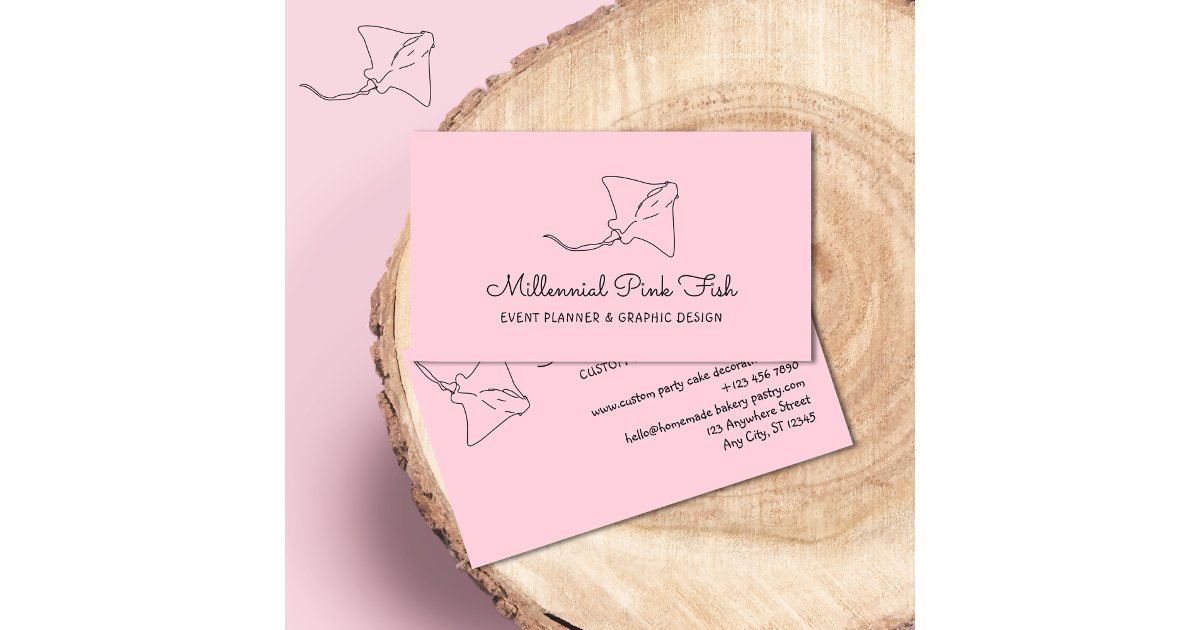 Blush Pink Manta Ray Fish Business Card | Zazzle