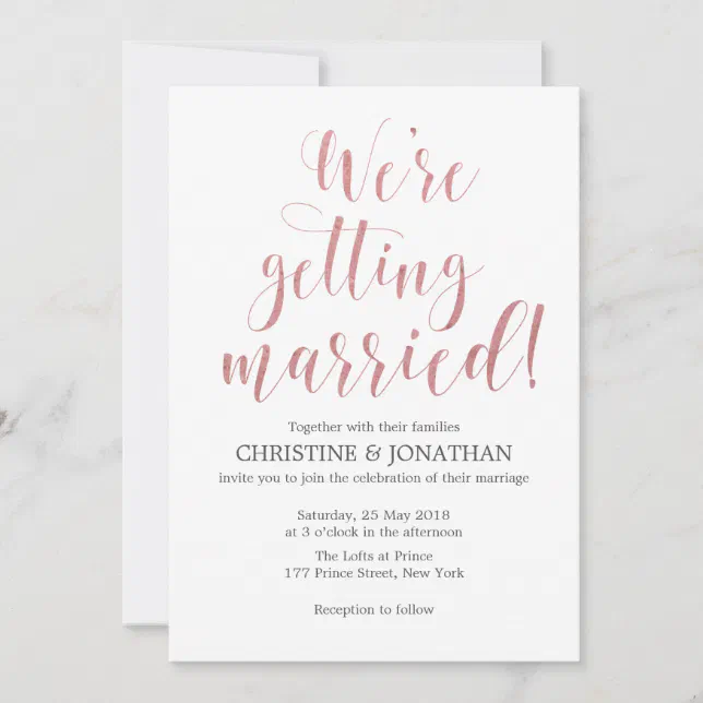 Blush pink marble watercolor wedding invitation | Zazzle