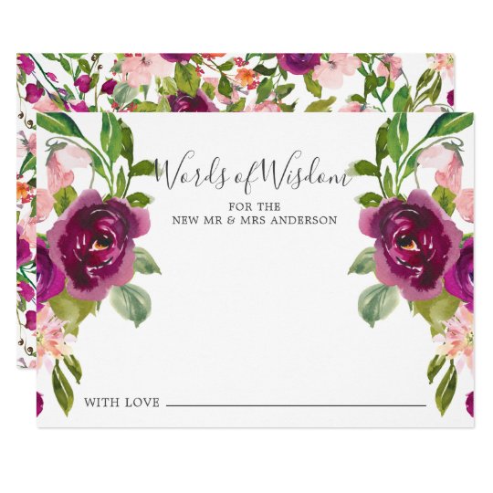 Blush Pink & Marsala Floral Words of Wisdom Card | Zazzle.com