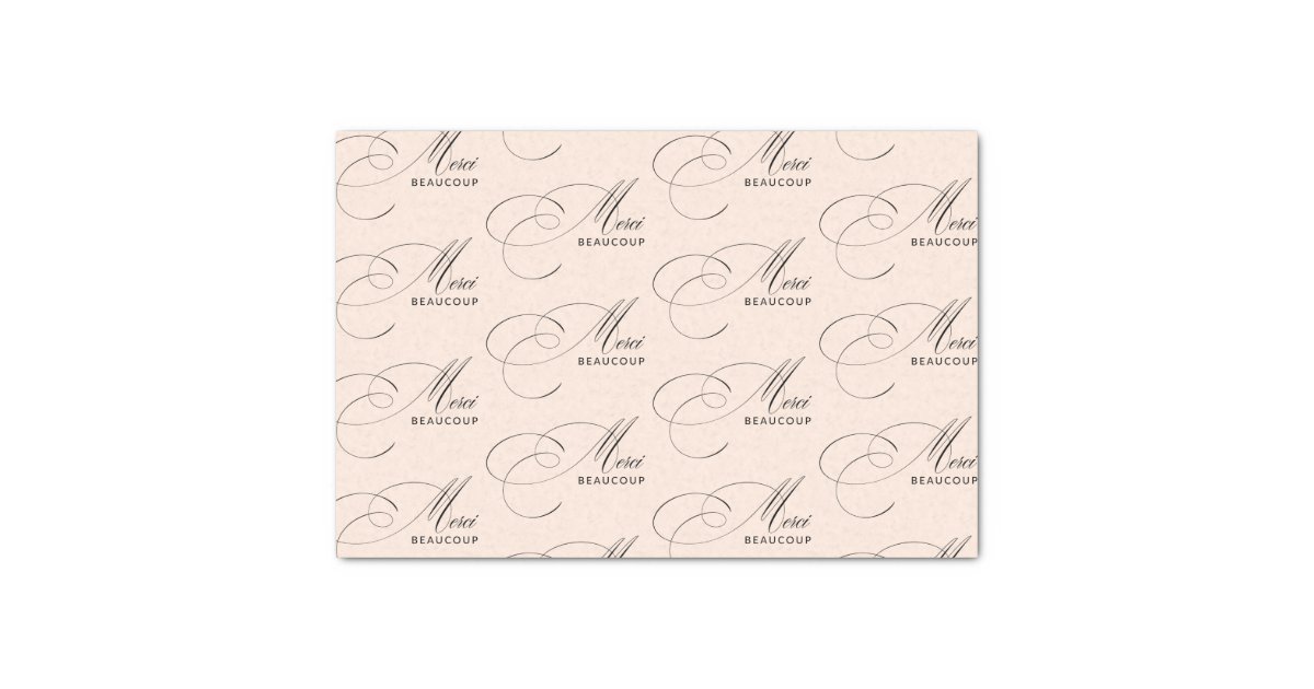 Blush Pink Merci Beaucoup Calligraphy Thank You Tissue Paper | Zazzle