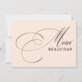 Blush Pink Merci Beaucoup Elegant Calligraphy Thank You Card | Zazzle