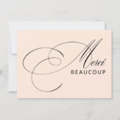 Blush Pink Merci Beaucoup Elegant Calligraphy Thank You Card | Zazzle