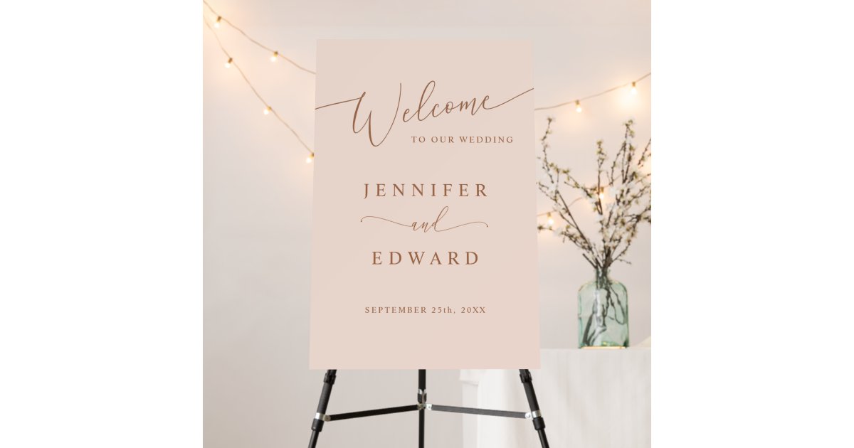 Blush Pink Minimal Wedding Welcome Sign | Zazzle