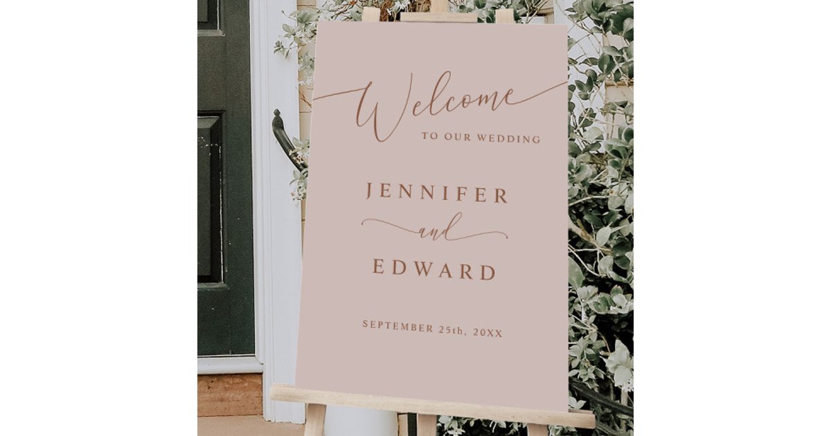 Blush Pink Minimal Wedding Welcome Sign | Zazzle