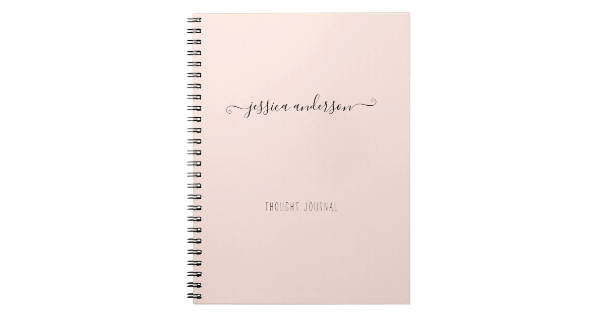 Blush Pink Modern Handwriting Calligraphy Script Notebook | Zazzle