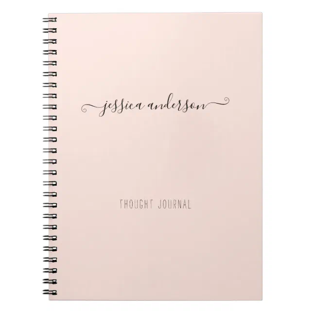 Blush Pink Modern Handwriting Calligraphy Script Notebook | Zazzle