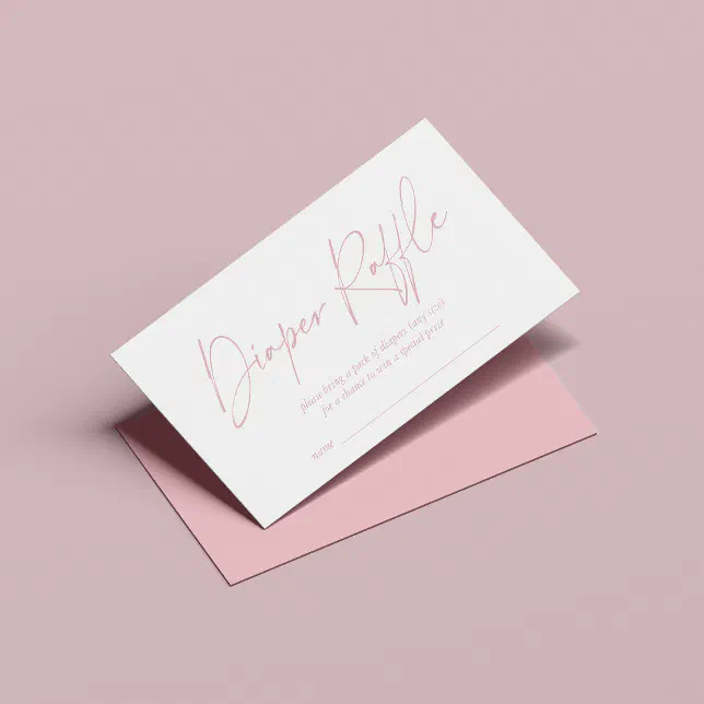 Blush Pink Modern Handwritten Diaper Raffle Enclosure Card | Zazzle