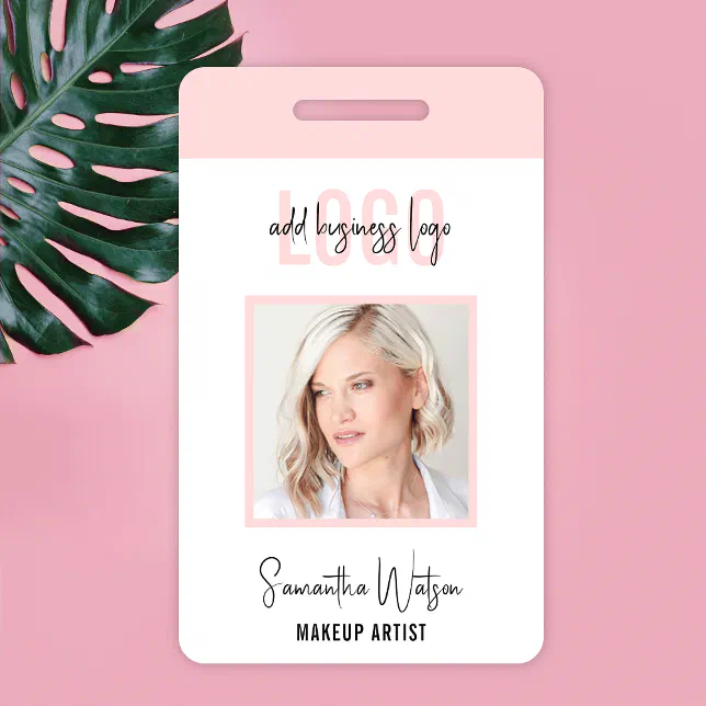 Blush Pink Modern Logo Lash Salon or Spa Photo ID Badge | Zazzle