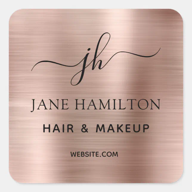 Blush Pink Monogram Business Logo Square Sticker | Zazzle