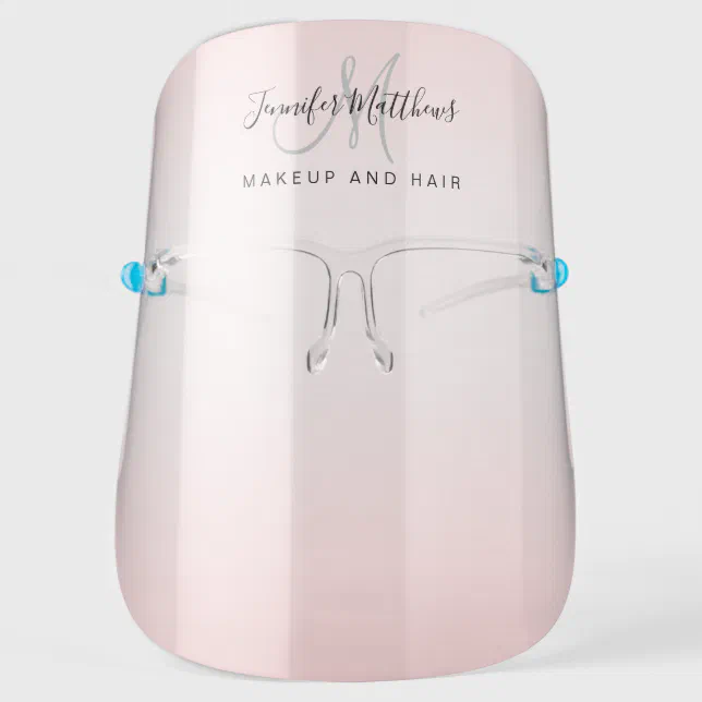 Blush Pink Monogram Logo Makeup Hair Salon COVID Face Shield | Zazzle
