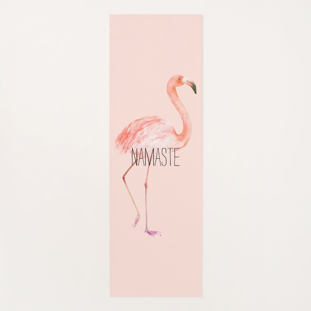 Blush Pink Namaste Flamingo Yoga Mat | Zazzle