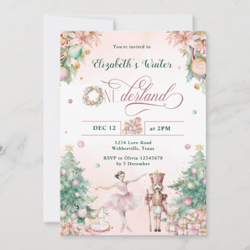 Blush Pink Nutcracker First Birthday Party Invitation | Zazzle