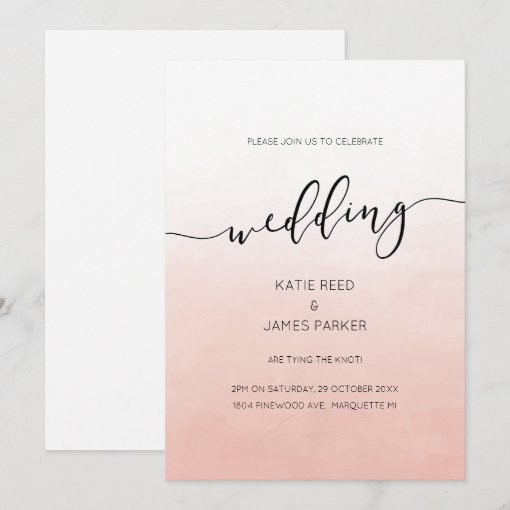 Blush pink ombre watercolor elegant invitation | Zazzle