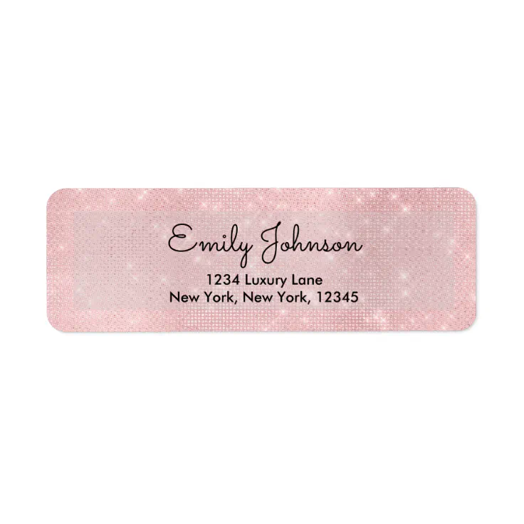 Blush Pink or Rose Gold Sparkle and Glitter Label | Zazzle