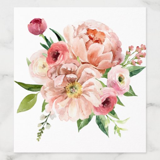 Blush Pink Peony Floral Wedding Envelope Liner | Zazzle