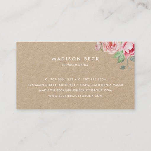 Blush Pink Peony Kraft Business Card | Zazzle