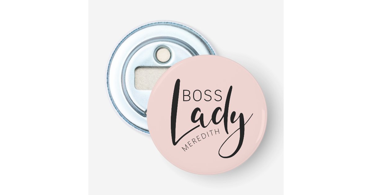 Blush Pink Personalized Boss Lady Logo Bottle Opener | Zazzle