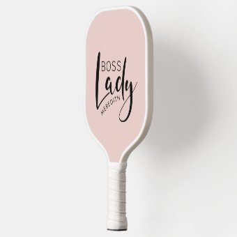 Blush Pink Personalized Boss Lady Logo Pickleball Paddle | Zazzle