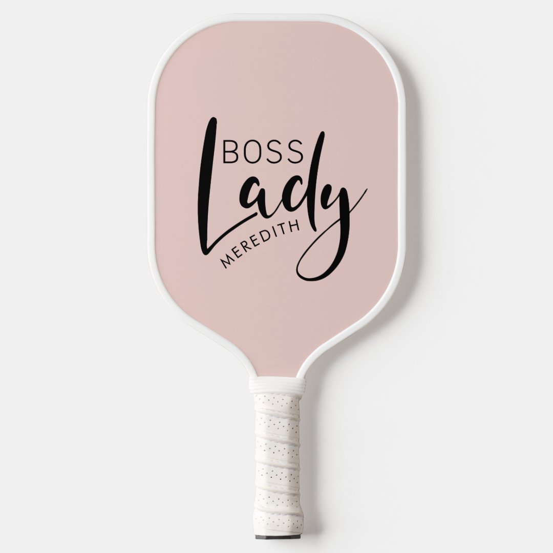 Blush Pink Personalized Boss Lady Logo Pickleball Paddle | Zazzle