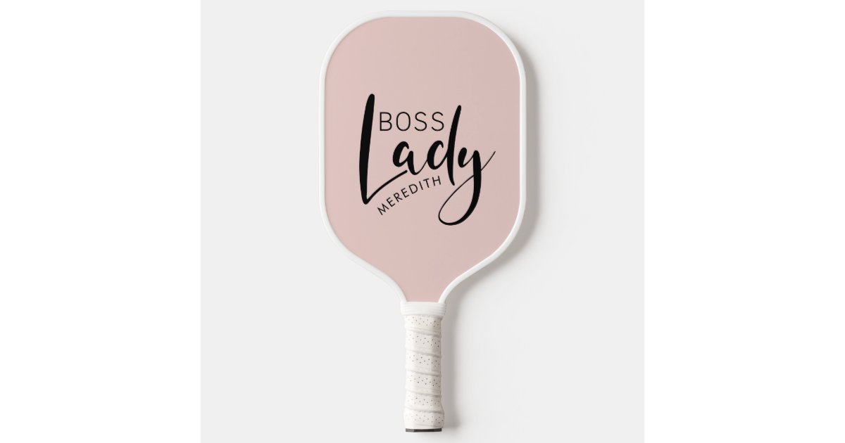 Blush Pink Personalized Boss Lady Logo Pickleball Paddle | Zazzle